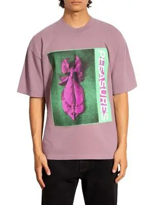PLEASURES Leaf Cotton Graphic T-shirt - Mauve