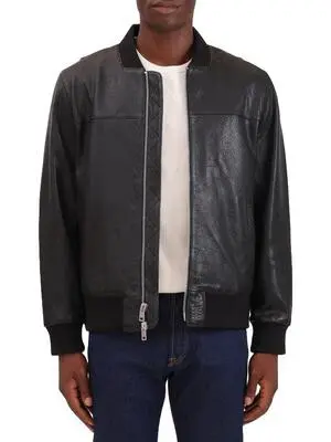 Bagatelle Leather Bomber Jacket Black