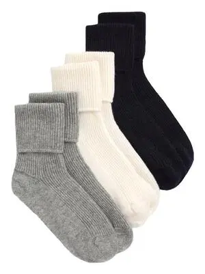 Johnstons Of Elgin Assorted 3-pack Rib Cashmere Crew Socks - Luna