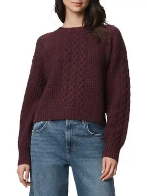Splendid Celeste Cable Stitch Sweater - Dark Plum Purple