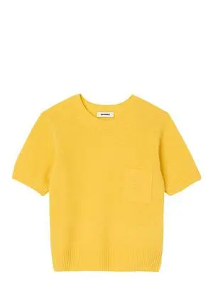 Sandro Logo-embroidered Wool Jumper - Gold Yellow