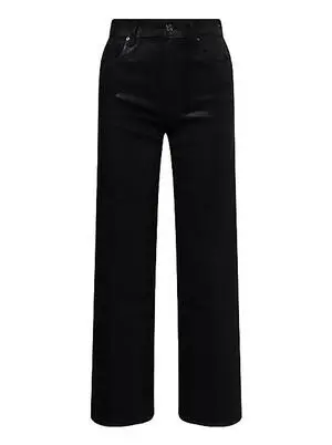 Paige Anessa Coated Straight-leg Jeans - Black Fog Luxe Coating