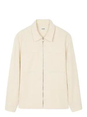 Sandro Patch-pocket Corduroy Zip-up Overshirt - Off White