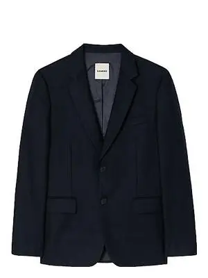 Sandro Notched-lapel Single-breasted Wool Blazer - Navy Blue