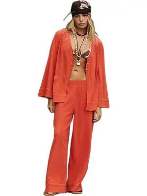Free People Strada Pant Set - Mandarin Red