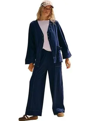 Free People Strada Pant Set - Navy