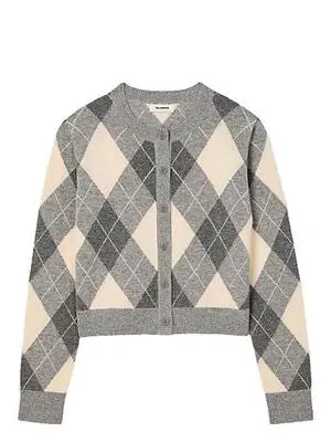 Sandro Argyle Wool And Cashmere-blend Cardigan - Grey
