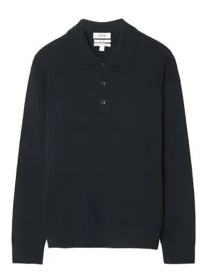 Cos Seamless Cashmere Polo Shirt - Navy