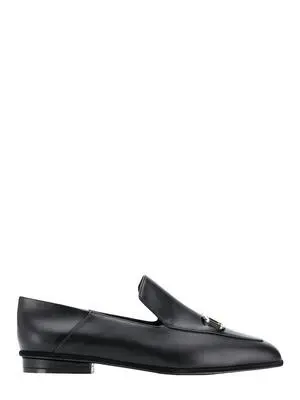 FERRAGAMO Square-toe Leather Loafers - Black