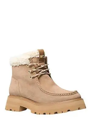 Michael Kors Cade Fleece-Lined Suede Ankle Boots Natural