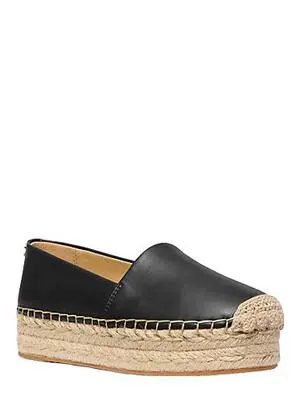 Michael Kors Lynn Leather Platform Espadrille - Black