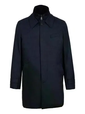 NORWEGIAN WOOL Buttoned Coat With Zip Fastening - Blue