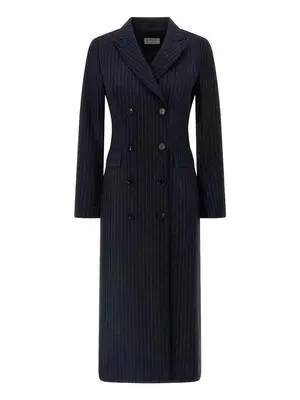 Alberto Biani Pinstripe Double-breasted Coat - Blue