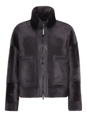 Brunello Cucinelli Shearling And Leather Jacket - Black