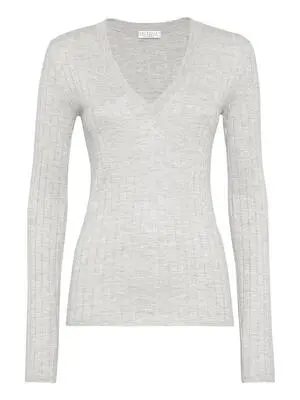 Brunello Cucinelli Cashmere-blend Sparkling Sweater - Grey