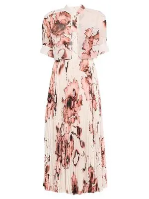 JASON WU Printed Chiffon Pleated Midi Dress - Calicosadd Le