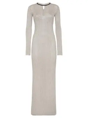 Brunello Cucinelli Rib-knit Maxi Dress - Beige