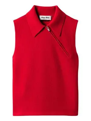 Miu Miu Cashmere Polo Sweater Red
