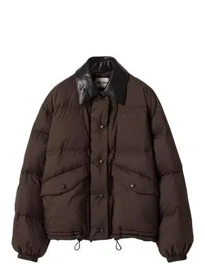 Miu Miu Down Technical Pongé Puffer Jacket Brown