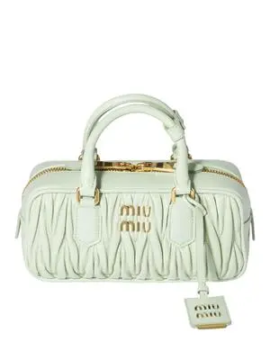 Miu Miu Nappa Leather Matelassé Arcadie Top-handle Bag - Green