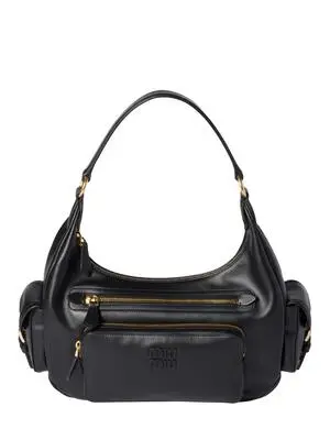 Miu Miu Nappa Leather Pocket Top-Handle Bag Black
