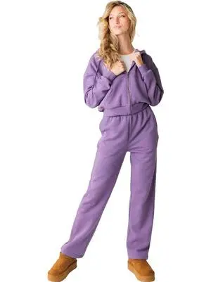 VITALITY Cozy Zip Up Fleece-backed Sweatshirt - Violet