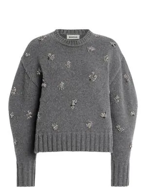 Simkhai Coraline Crystal Wool-cashmere Sweater - Grey