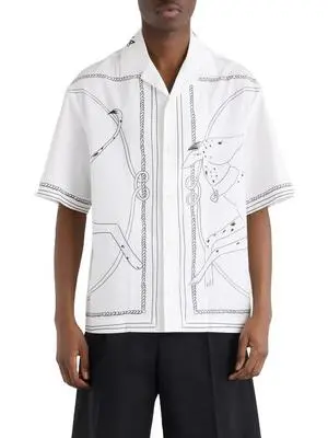 Jacquemus La Chemise Jean Dog Print Camp Shirt - Print Dog White/black
