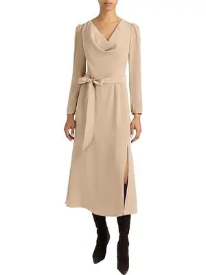 Santorelli Piper Long Sleeve Cowl Neck Silk Dress - Hazelwood