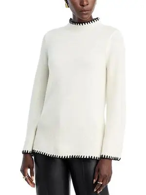 Elie Tahari Cashmere Funnel Neck Sweater - Vanilla