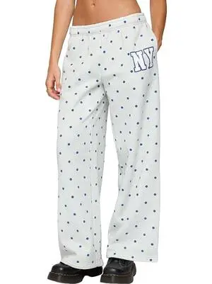 EDIKTED Polka Dot Sweatpants - Gray-melange