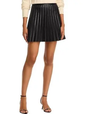 Steve Madden Faux Leather Pleated Skirt - Black