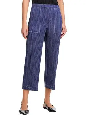 Issey Miyake Pleated Denim Pants - Blue