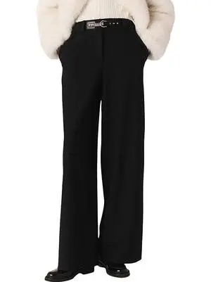 Maje Wide Leg Suit Trousers - Black