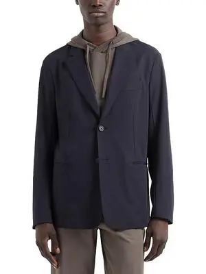 Emporio Armani Travel Essentials Textured Blazer Jacket - Navy Blue