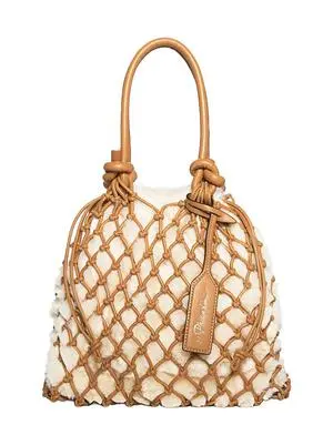 3.1 Phillip Lim Faux Fur Macrame Mini Sac Tote - Ivory/camel