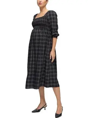 INGRID & ISABEL Checkered Maternity Dress - Black/ White Check