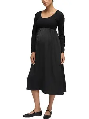 INGRID & ISABEL Mixed Media Maternity Dress - Black