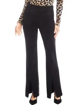 Karen Kane Faux Suede Front Slit Pants - Black