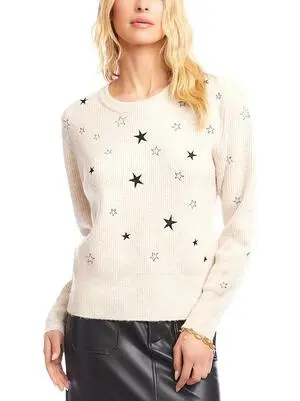 Karen Kane Star Embroidered Sweater - Oat