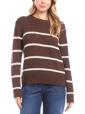 Karen Kane Striped Sweater - Chocolate