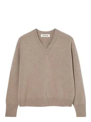 RÓHE Wool Cashmere Sleeve Wrap Sweater - Taupe