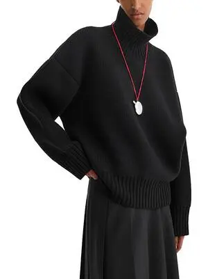 RÓHE Wool Sculptural Turtleneck Sweater - Black