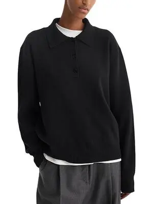 RÓHE Wool Cashmere Knitted Polo Black