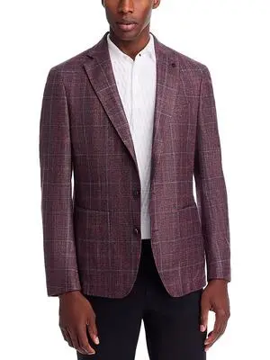 Peter Millar Crown Crafted Claren Plaid Tailored Fit Soft Sport Coat - Garnet