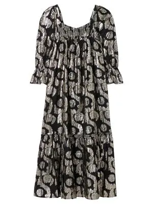 Alix Of Bohemia Lilium Cotton And Lurex-blend Midi Dress - Black