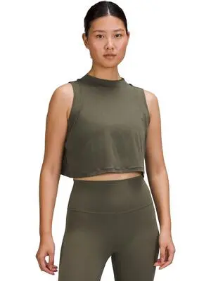 Lululemon Flow Y 2-in-1 Cropped Tank Top - Army Green