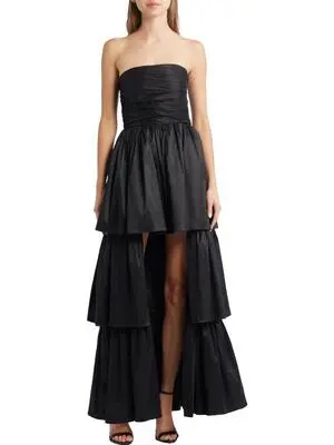 Lulus Rae Tiered Gown - Black