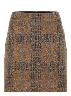 Brunello Cucinelli Mini Skirt With Prince Of Wales Embroidery - Brown