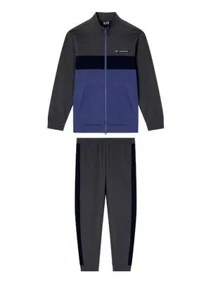 Emporio Armani Asv Athletic Colour Block Organic Cotton-blend Tracksuit - Red